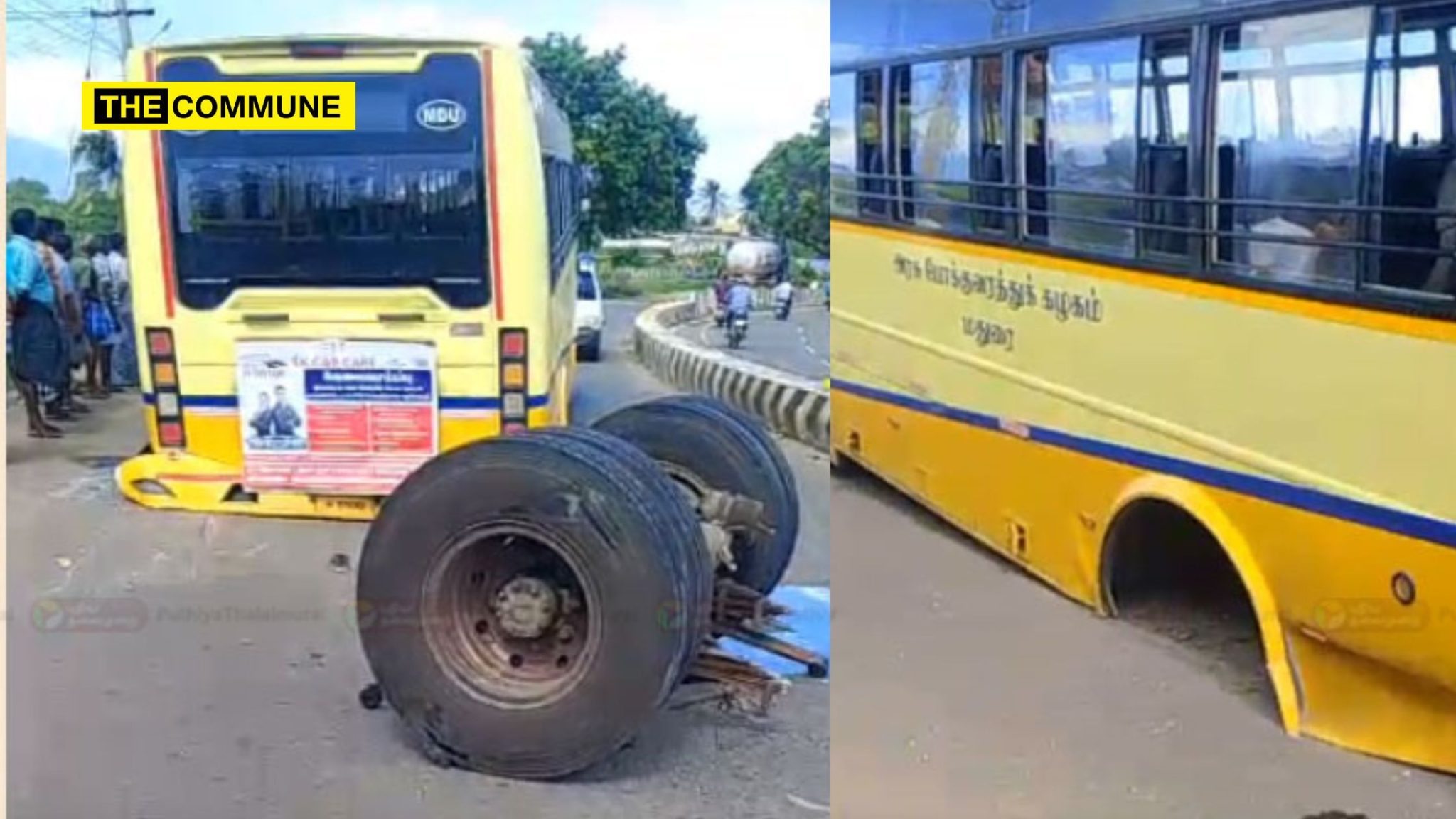 Dravidian Model Bus: Rear Axle Detaches From TNSTC Bus Near Idaikal ...