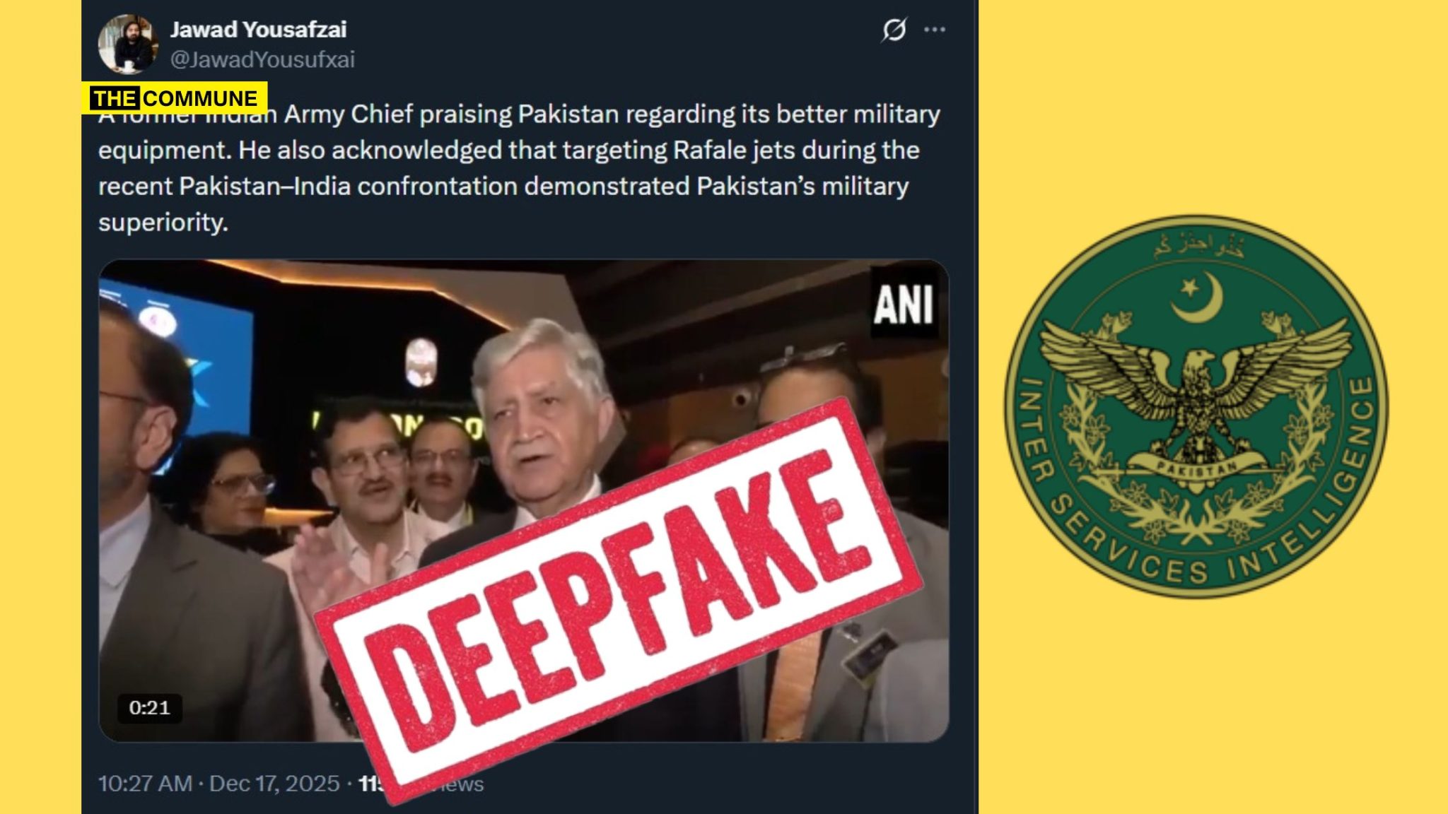 ISI At Work? Deepfake AI Video Falsely Shows Former Indian Army Chief ...