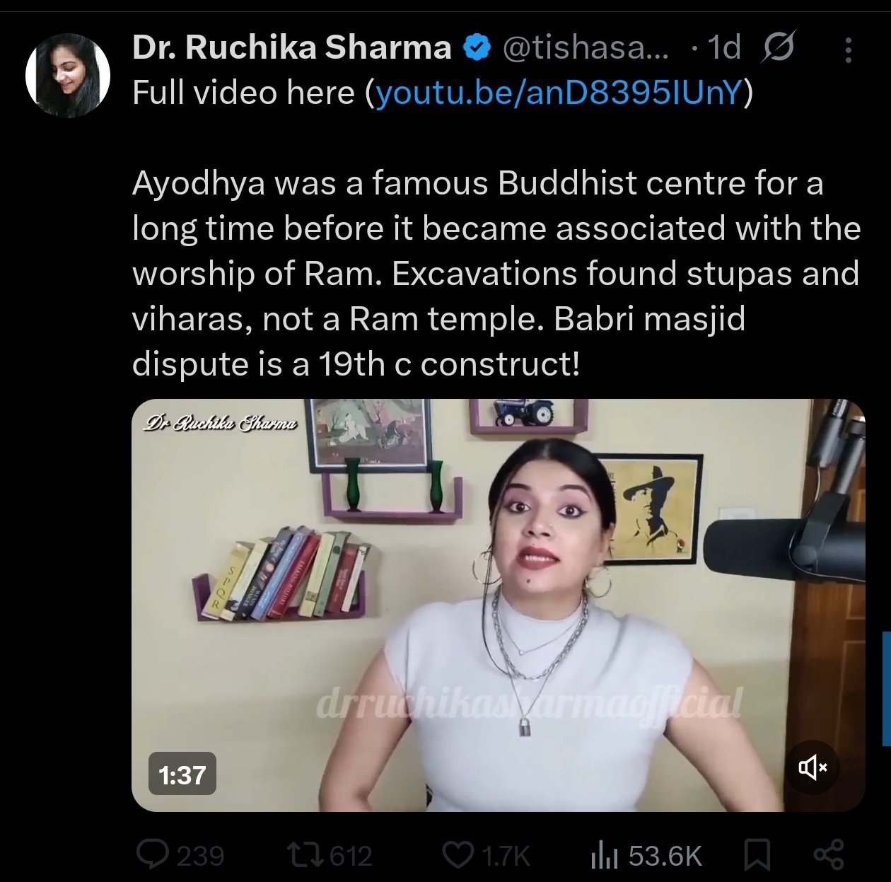 Make-up Artist & Distortionist Ruchika Sharma Claims Ayodhya Was ...