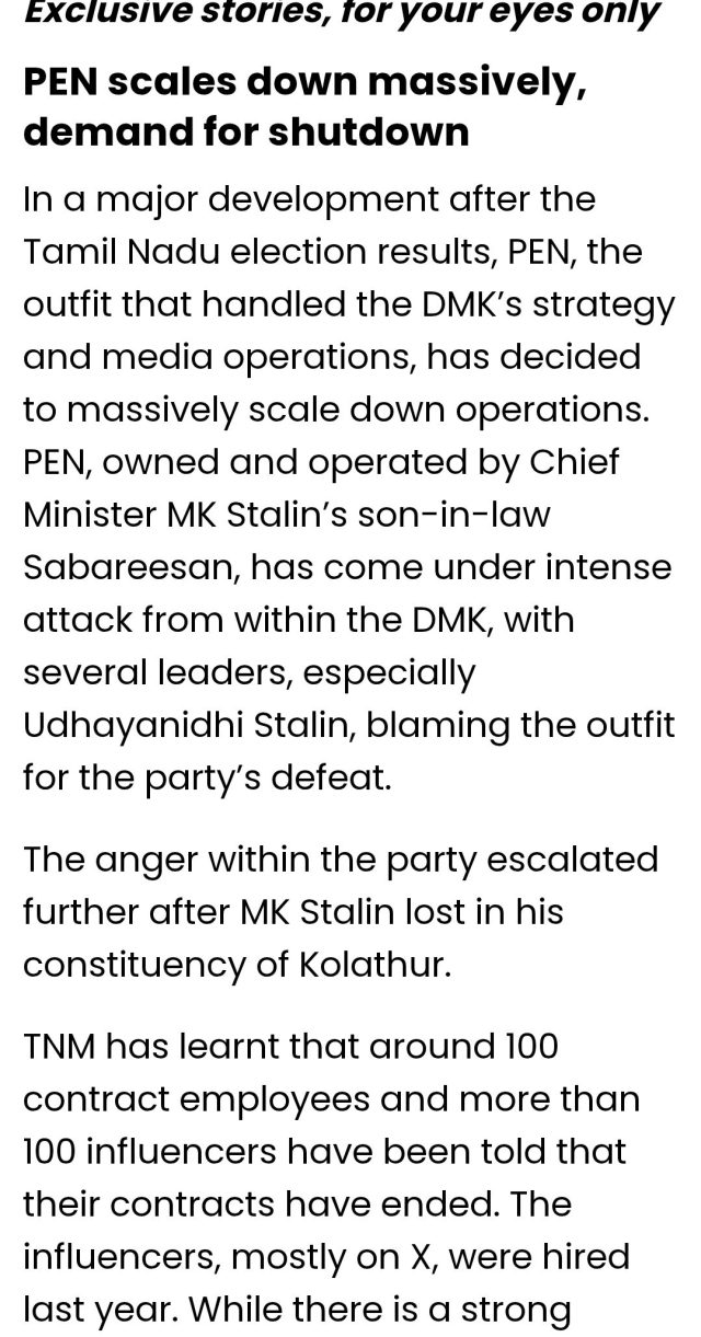 DMK’s Digital Empire Cracks: PEN, Operated By MK Stalin's Son-In-Law ...